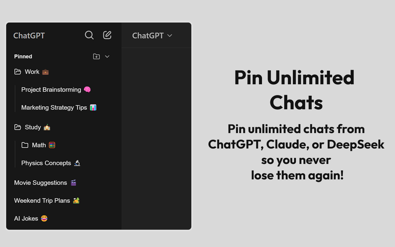 Pin GPTs - Pin Your Chats on ChatGPT, Claude, Gemini and DeepSeek