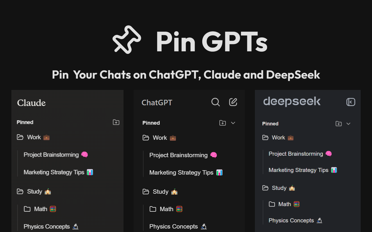 Pin GPTs - Pin Your Chats on ChatGPT, Claude, Gemini and DeepSeek